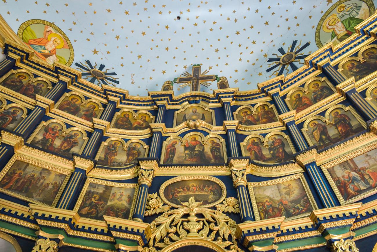 The iconostasis of Frumoasa Monastery in Iași, Romania, dated in the ...